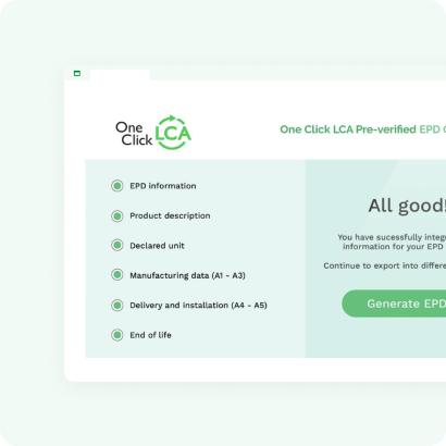 Create pre-verified environmental product declarations fast | One Click LCA